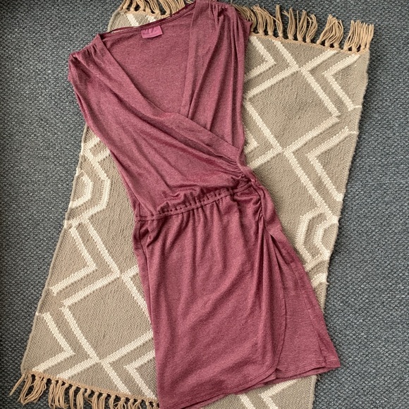 Michael Stars | Dresses | Michael Stars Shimmer Burgundy Wrap Dress ...